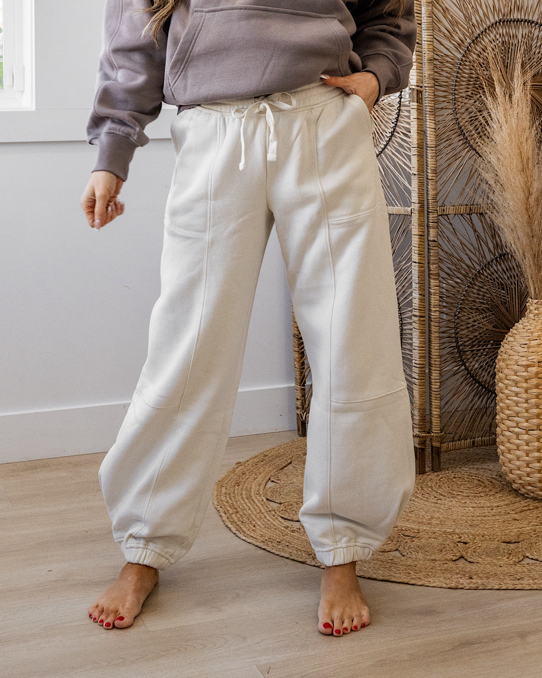 Rae Mode Fleece Cocoon Joggers - Bone