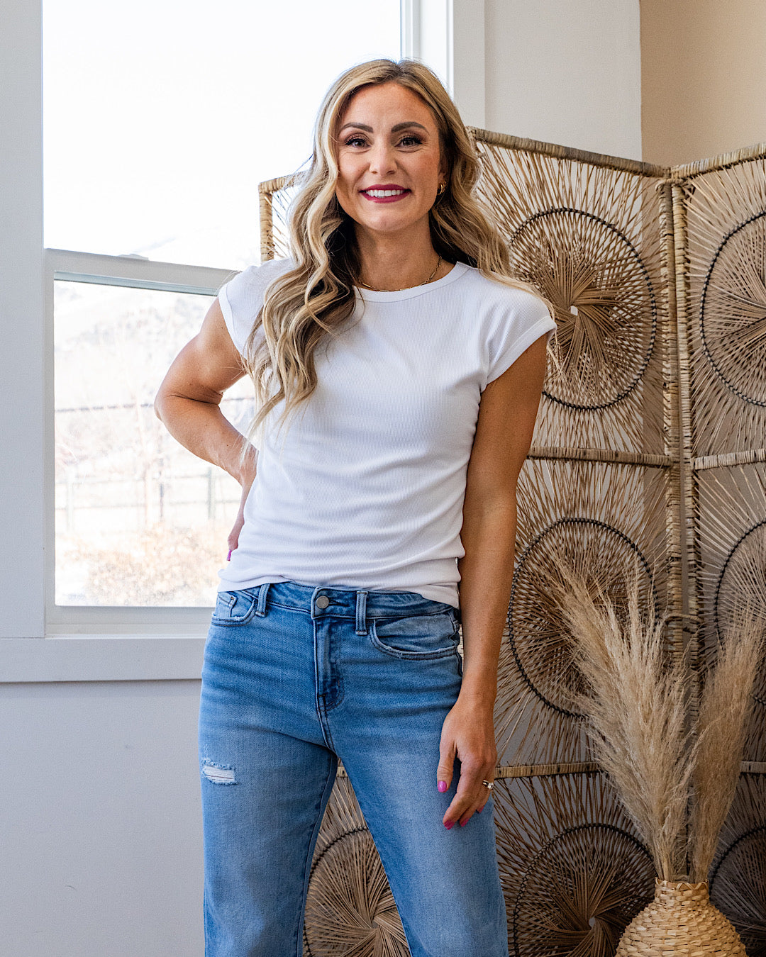 Piper Cap Sleeve Ribbed Top - Ivory